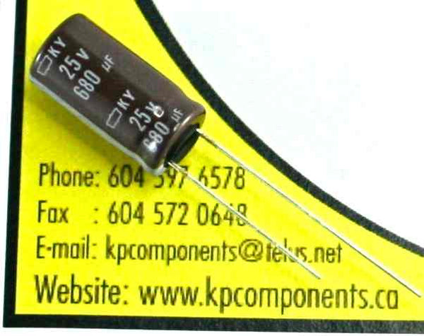 680uF 25V Capacitor 7,000 Hrs @105°C/ EKY-250ELL681MJ20S – KP ...